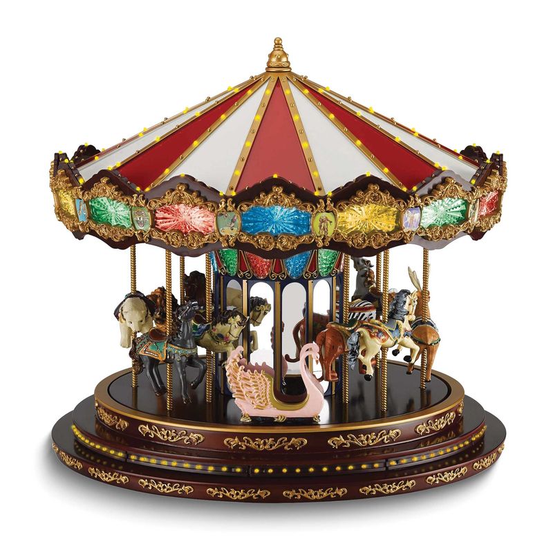 Marquee Deluxe Lighted Rotating Carousel Plays 20 Christmas Carols ...