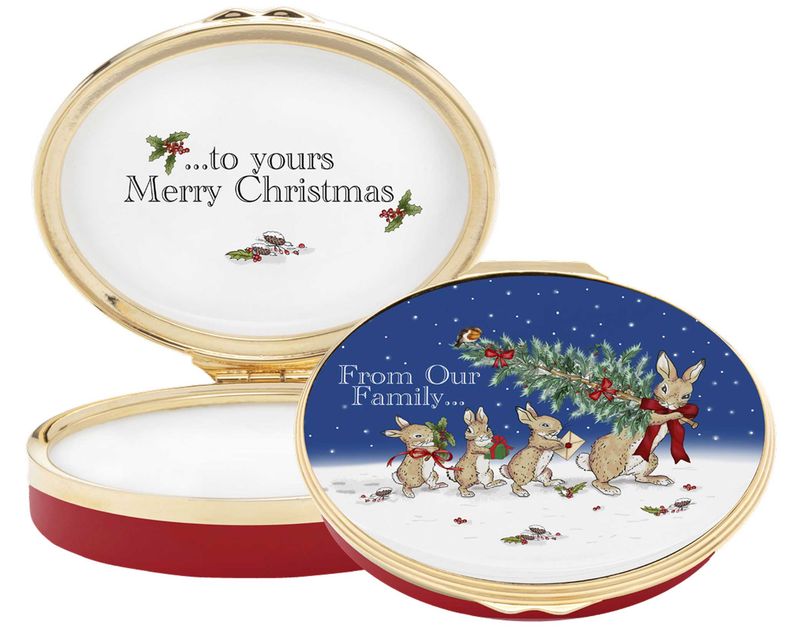 Halcyon Days Christmas is Family Enamel Box ENCIF0606G - HomeBello