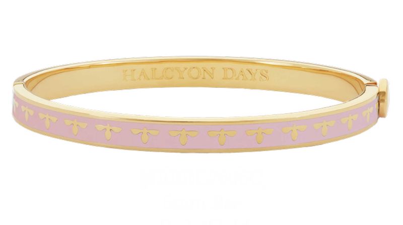 Halcyon Days 6mm Bee Pale Pink Gold Hinged Bangle HBBEE2606G - HomeBello