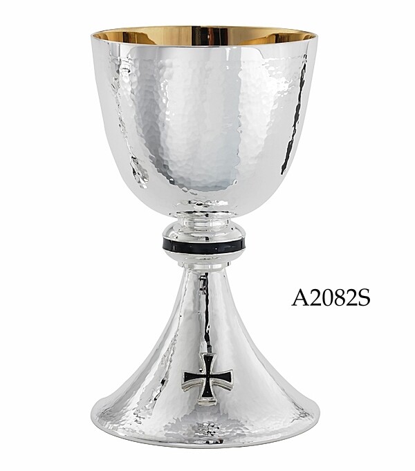 Silver Plate Chalice & Bowl Paten - Hammered Finish