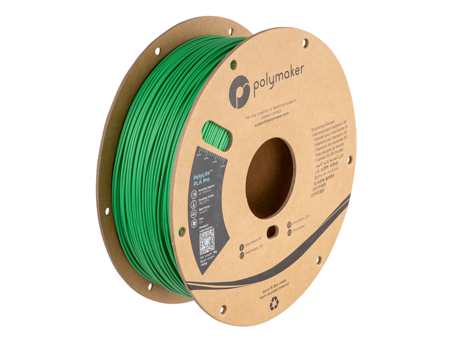 GREEN POLYMAKER PLA PRO FILAMENT - 1.75MM 1KG SPOOL
