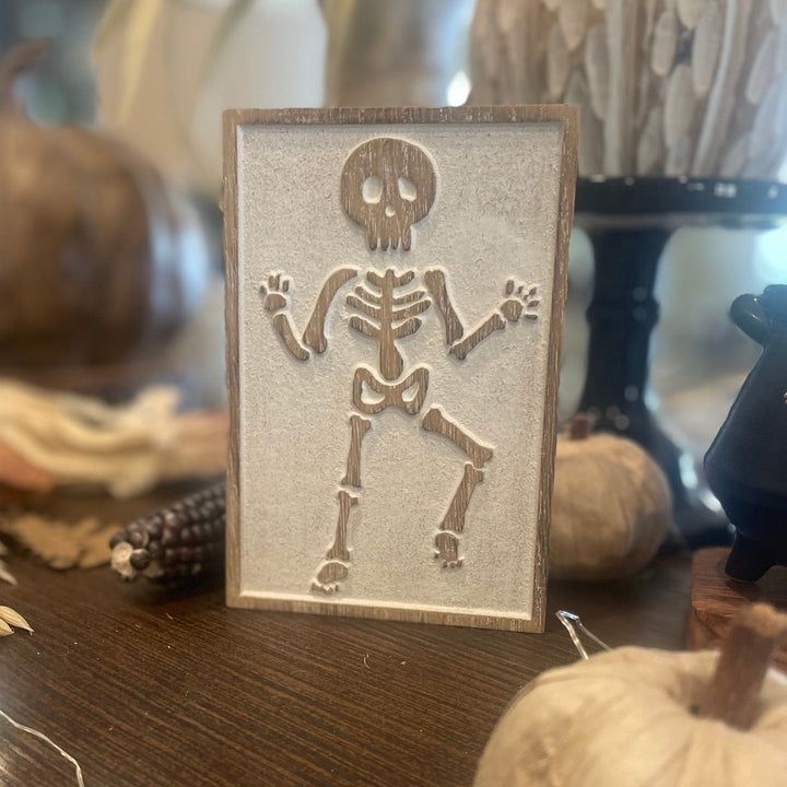 Boney Skeleton Carved Block