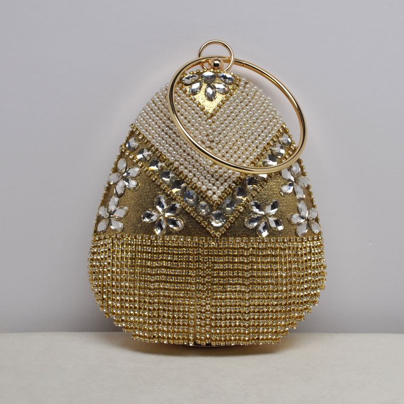 HF0156CGOLD BEAD/CRY/TSSL EGG-SHP BRC HND PUR