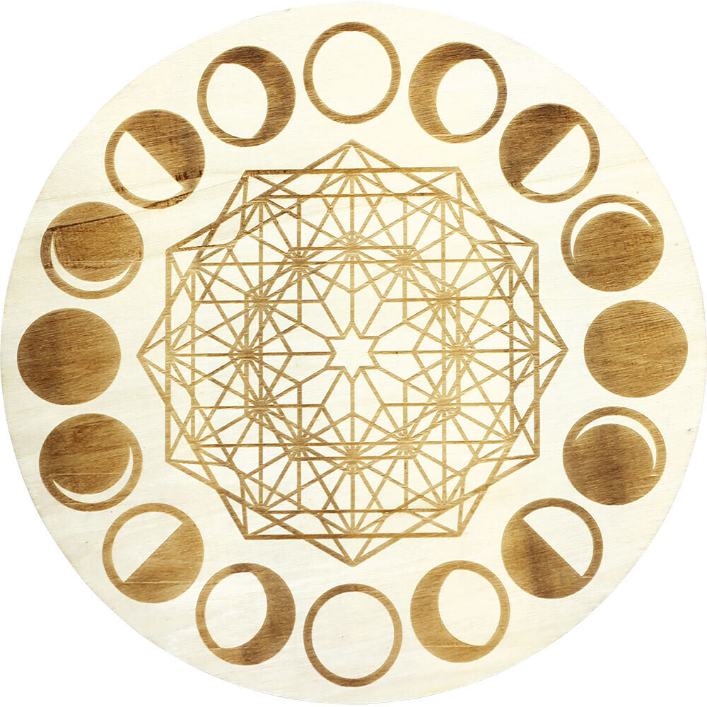 Wood Crystal Grid - Moon Phases