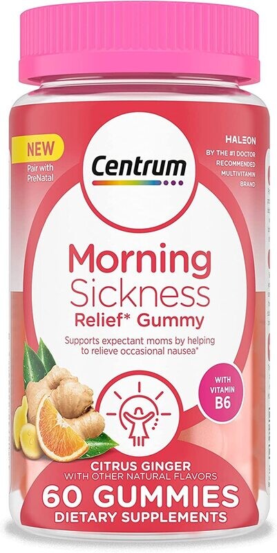 Centrum Morning Sickness Relief Gummies, Citrus Ginger Flavor - 60 ...
