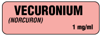 VECURONIUM (NORCURON) 1mg/ml - Anesthesia Label - Store - FSI Label
