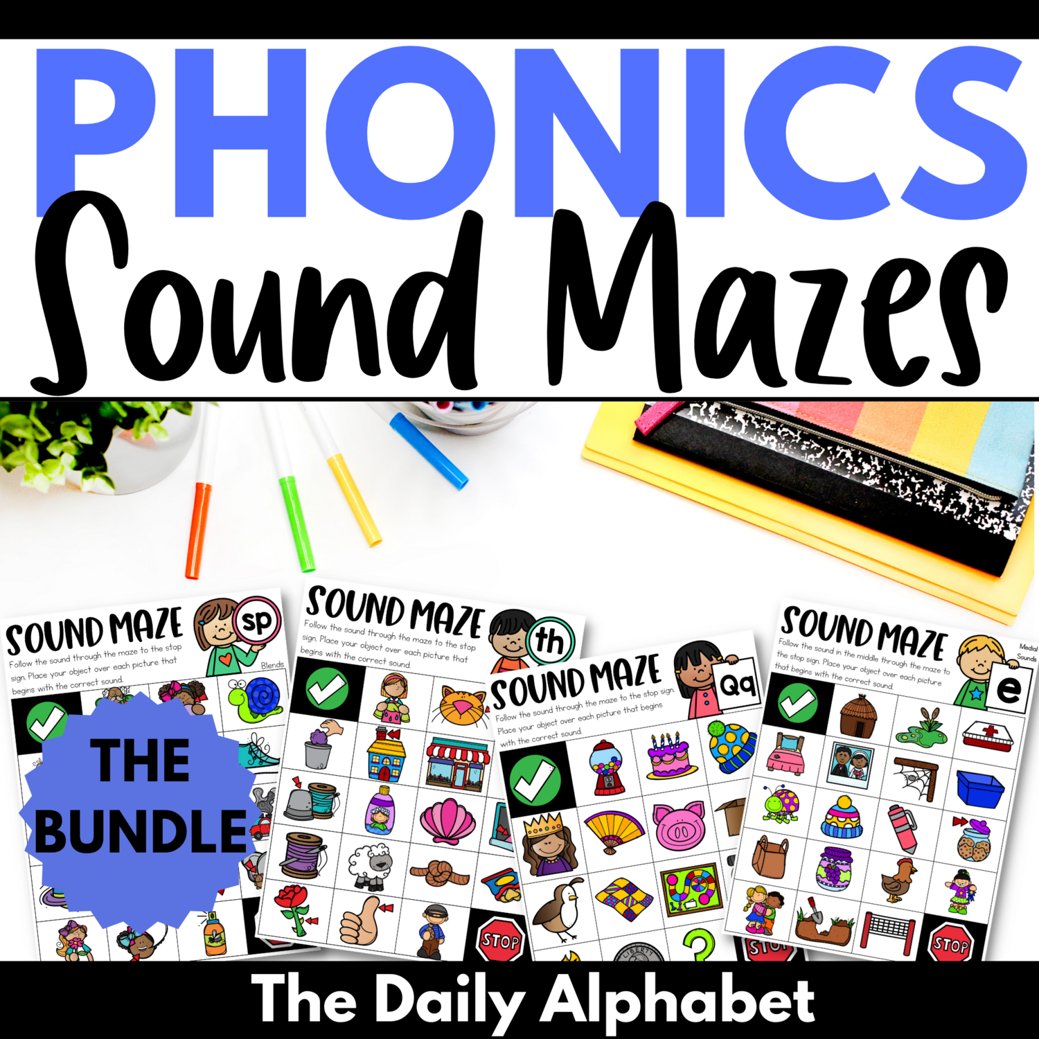 Phonics Sound Mazes Bundle | Phonemic Sounds Practice Activity