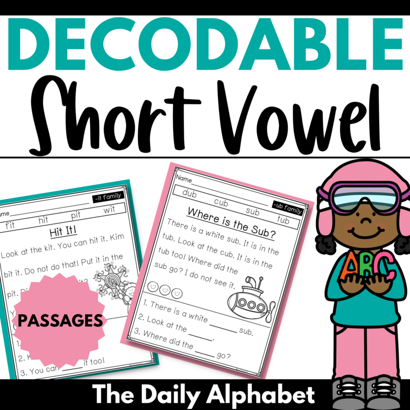 Short Vowel Comprehension Passages | CVC Decodable Kindergarten Reading