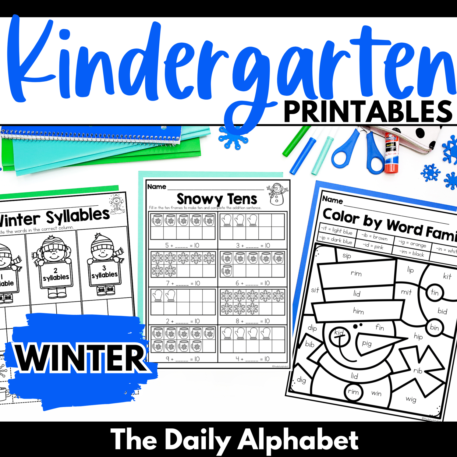 Winter Kindergarten Packet | Literacy and Math Activities Printables