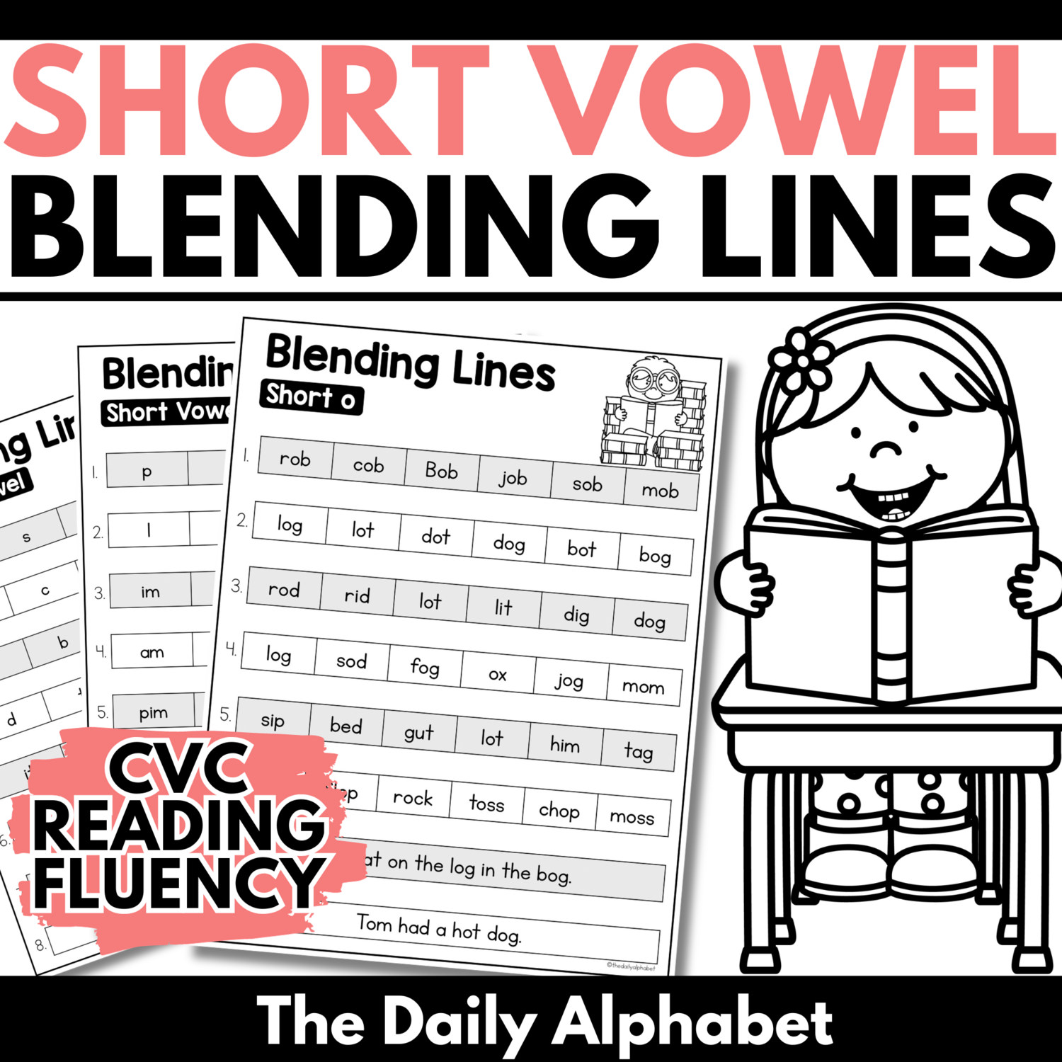 Short Vowel Blending Lines | CVC phonics reading intervention ...