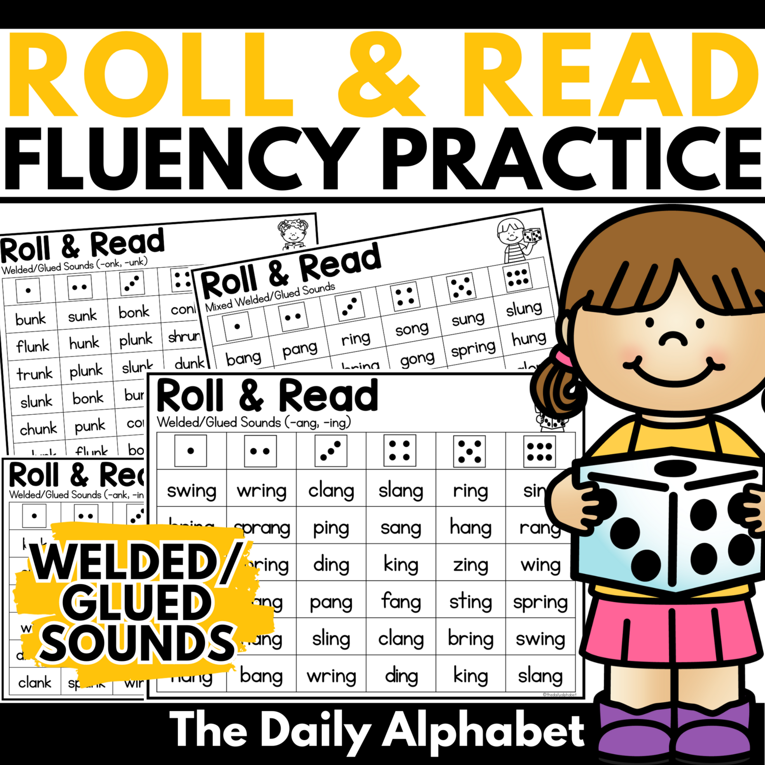 Roll and Read Welded Glued Sounds | reading fluency practice | ng and nk