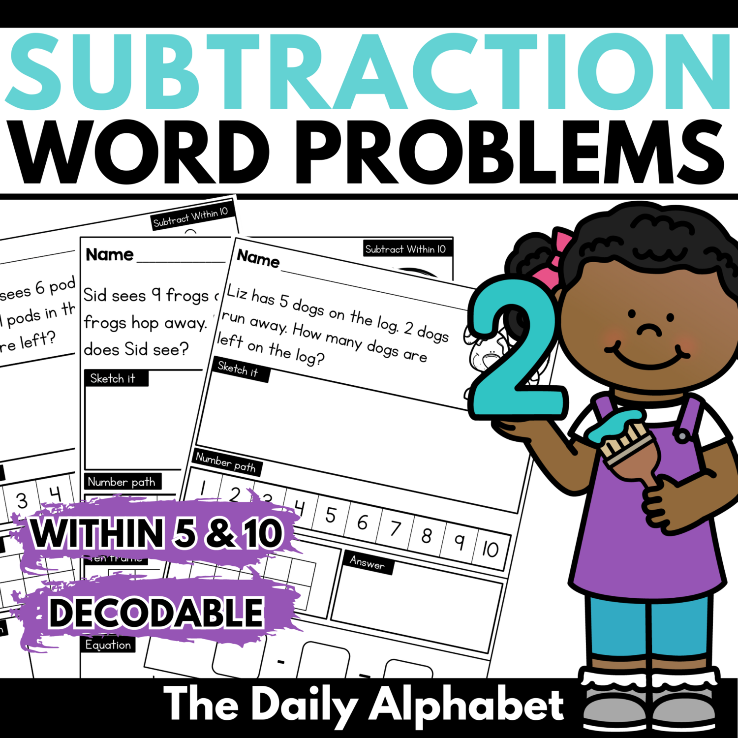 Subtraction Word Problems within 5 and 10 worksheets