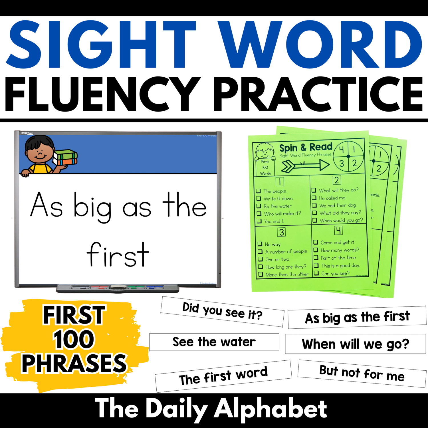 Sight Word Phrases Fluency Reading Practice Slides, Fry First 100 Sight ...