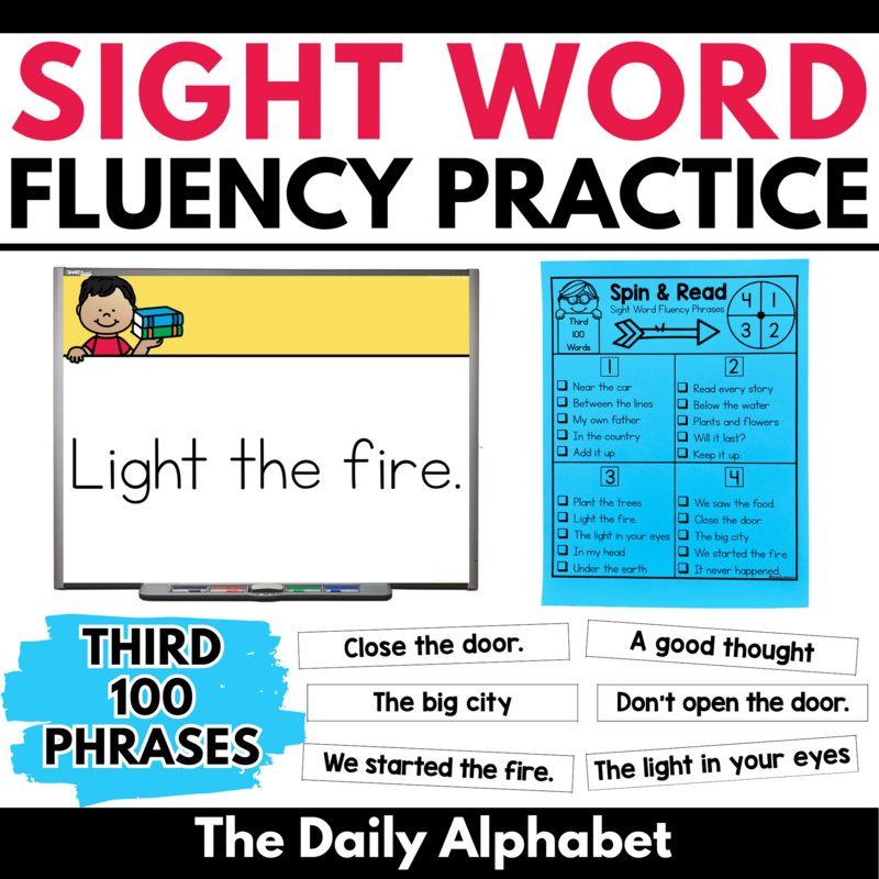 Sight Word Phrases Fluency Reading Practice Slides, Fry Third 100 Sight