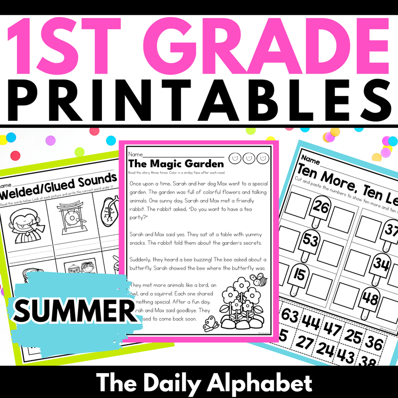 1st Grade End of the Year Summer Review Worksheets