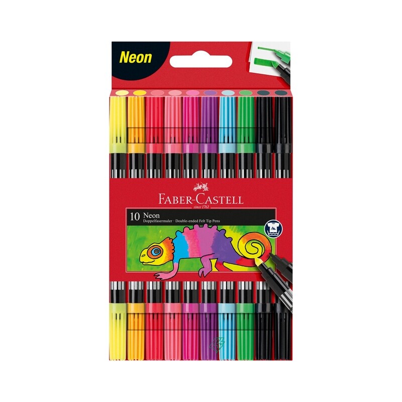 Marcador Faber-Castell Doble Punta 10 Colores Neón