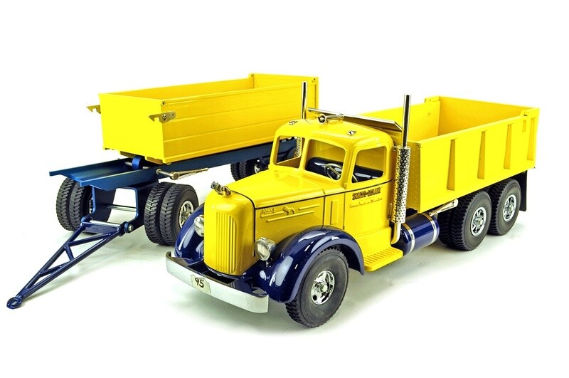 Mack L Model w/Transfer Dump - Yellow/Blue - 1:16