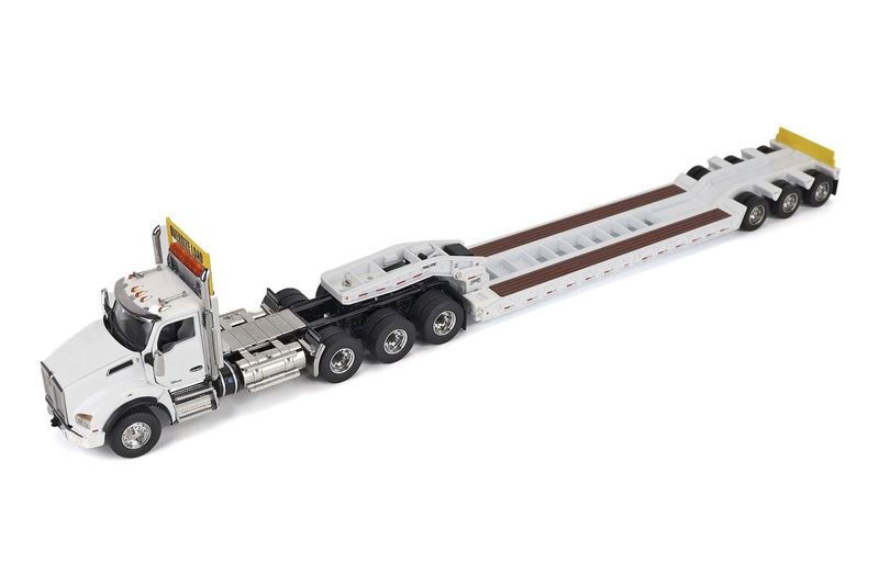 Kenworth T880 SBFA DC 3-Axle w/Trail King TK120 HDG Lowboy - White