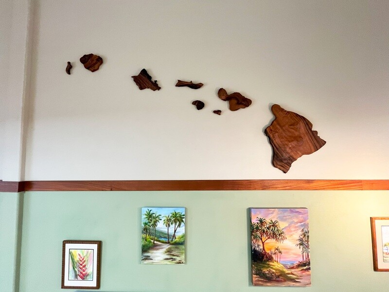 Wood Hawaiian Island Chain Art / Metal Hawaii Island Chain Art