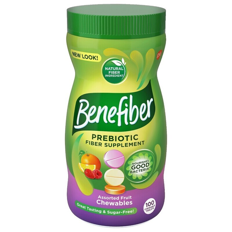 Benefiber Prebiotic Fiber Supplement Assorted Fruit Chewable Tablets 100 ct