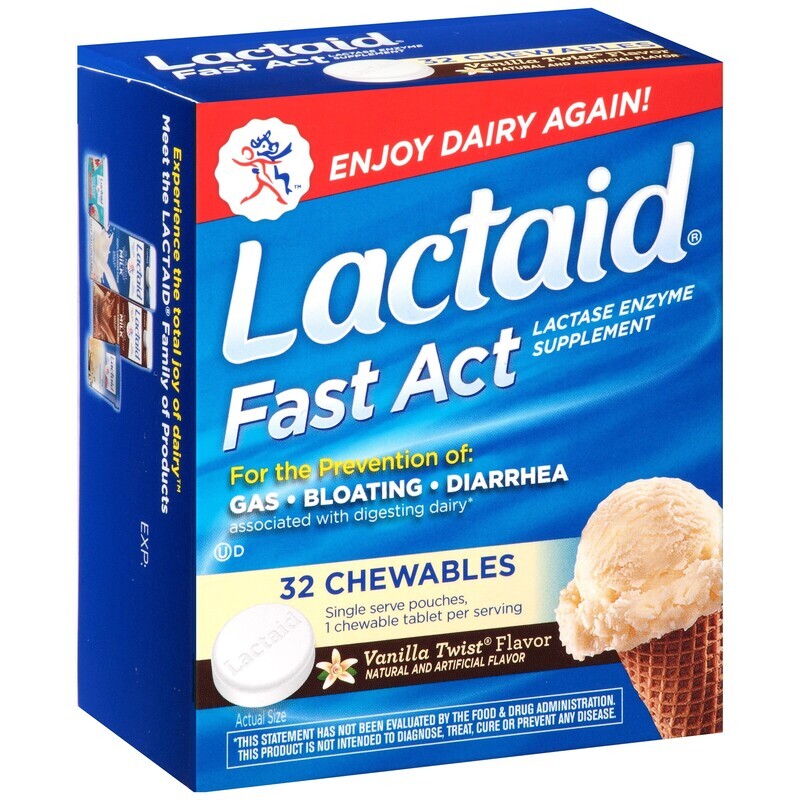 Lactaid Vanilla Twist Flavor Chewable Tablets 32 ct
