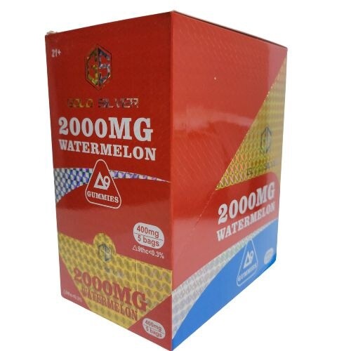 Gold and Silver Delta 9 Gummies- 2000mg display of 5