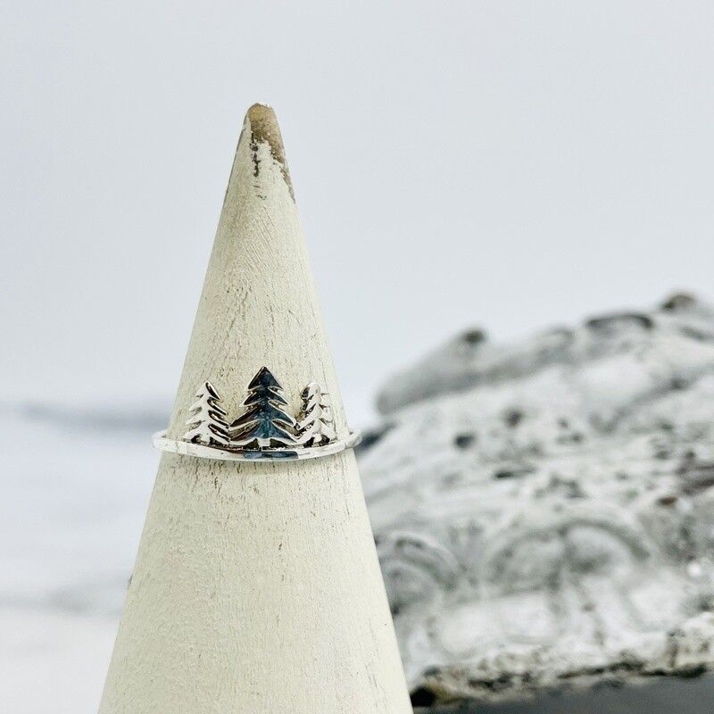 Silver 3 Pines Ring,