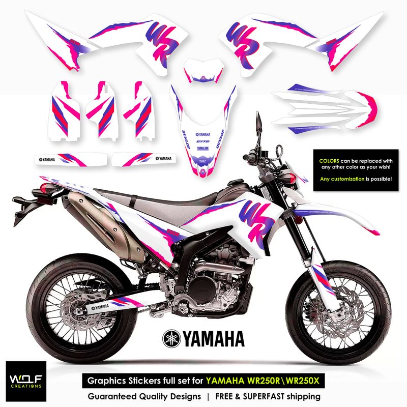 YAMAHA WR250R WR250X All YEARS Graphics Decals Stickers Full kit | 90s ...