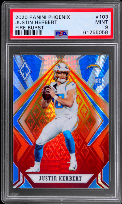 2020 Panini Phoenix Fire Burst Justin Herbert #103 PSA 9
