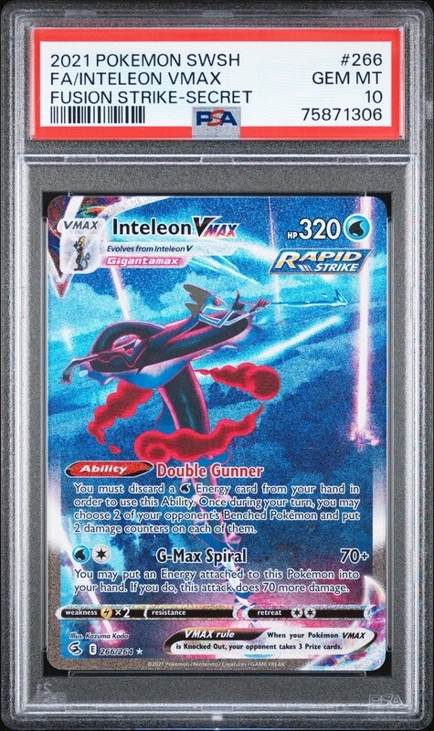 2021 Pokemon Sword and Shield Fusion Strike Inteleon Vmax #266 PSA 10