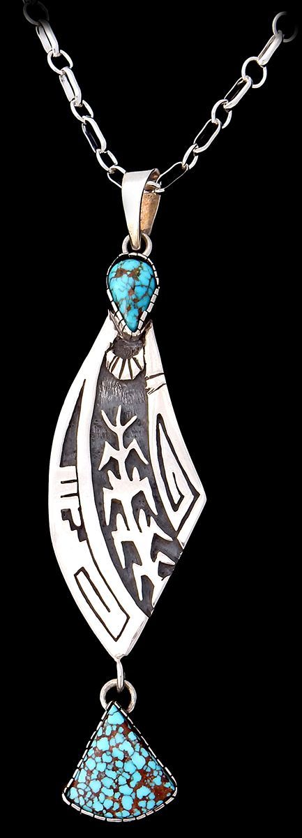 Hopi Native American sterling silver overlay pins, pendants and necklaces