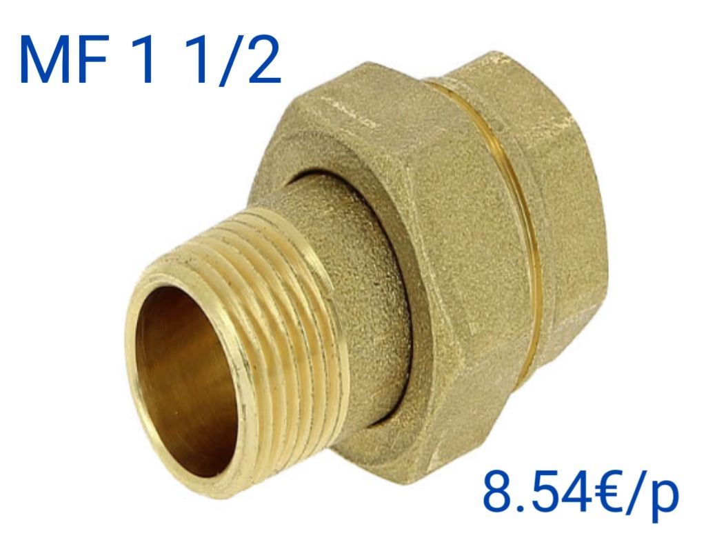 Raccord union laiton droit 3 pièces MF 1 1/2(40X49) Box de 8