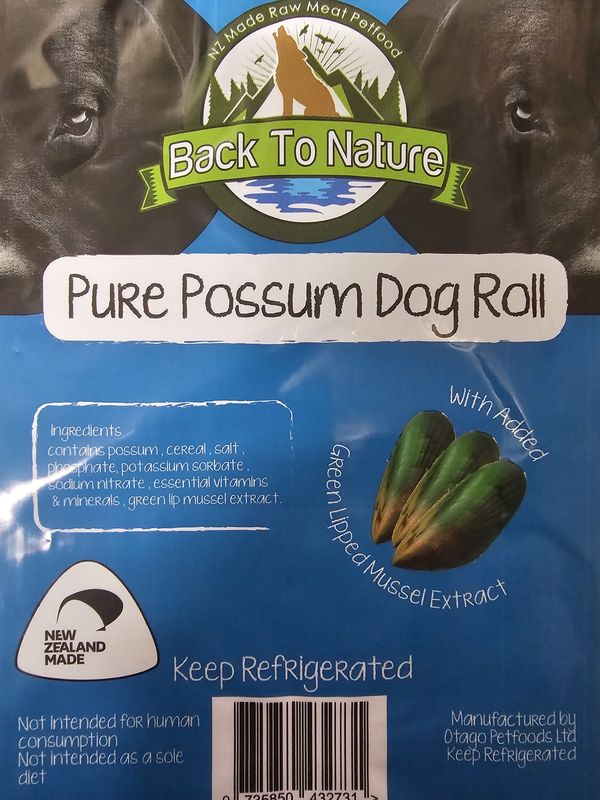 Back To Nature Dog Roll - Possum 3kg