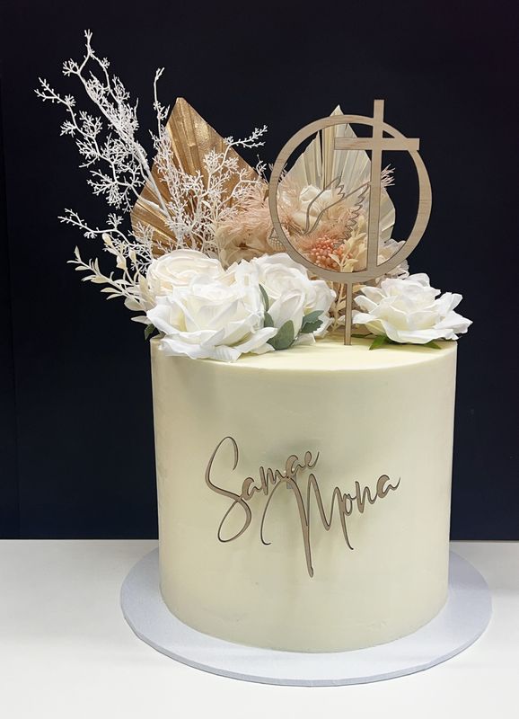 Rustic holy communion cake