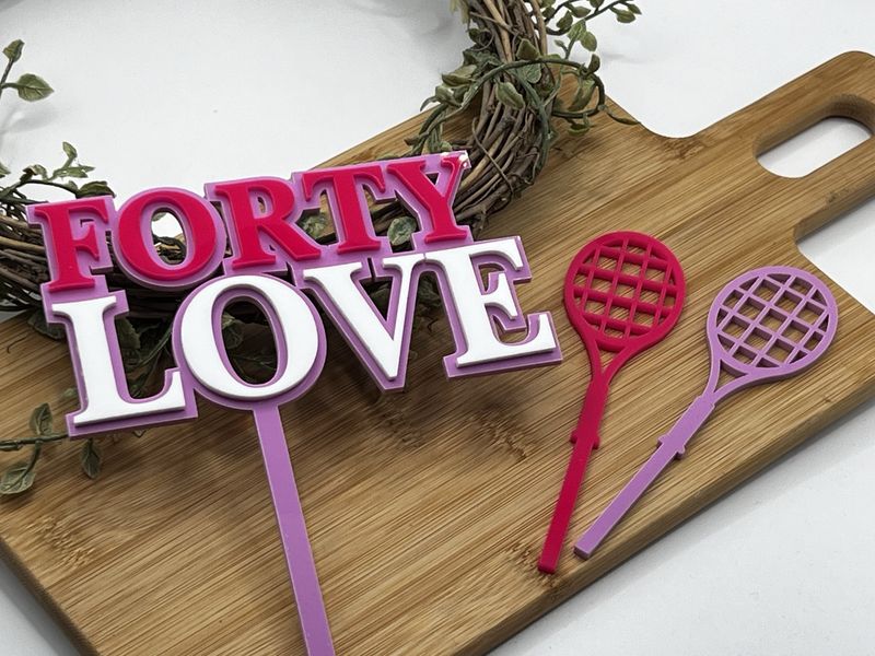 Forty love cake topper set