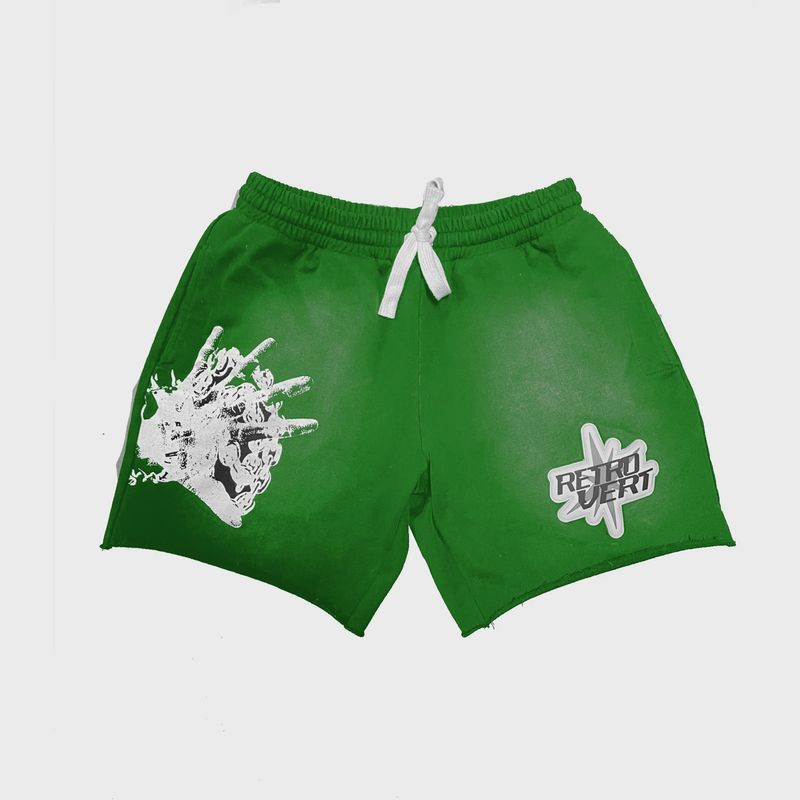 Retrovert Spiked Hands Shorts Green