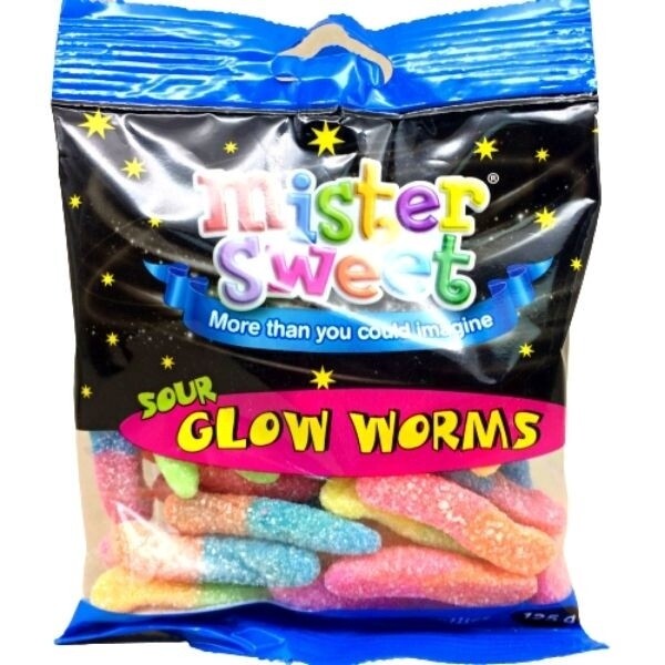 Mr Sweet Sour Glow Worms 125g Pack