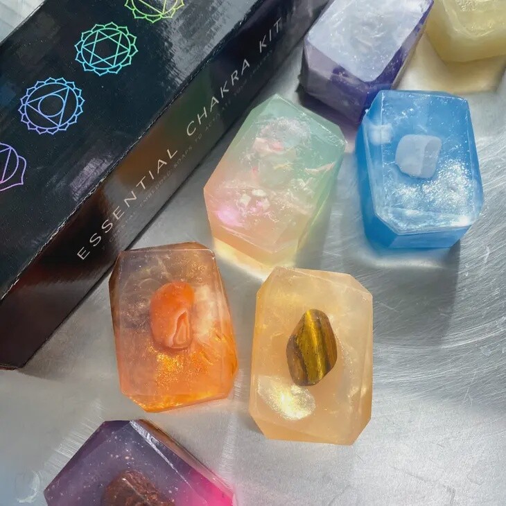 Essential Chakra Set - 7 mini Crystal Bar Soaps Set