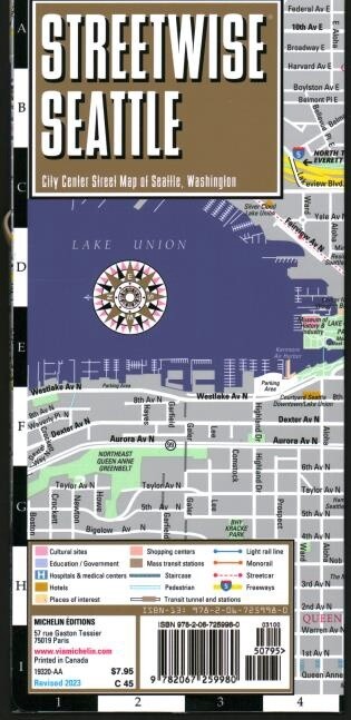 Streetwise Seattle Map | Laminated City Center Street Map
