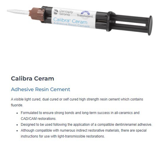 RESIN CEMENT (LIGHT CURED) CALIBRA DENSTPLY 4.5GM