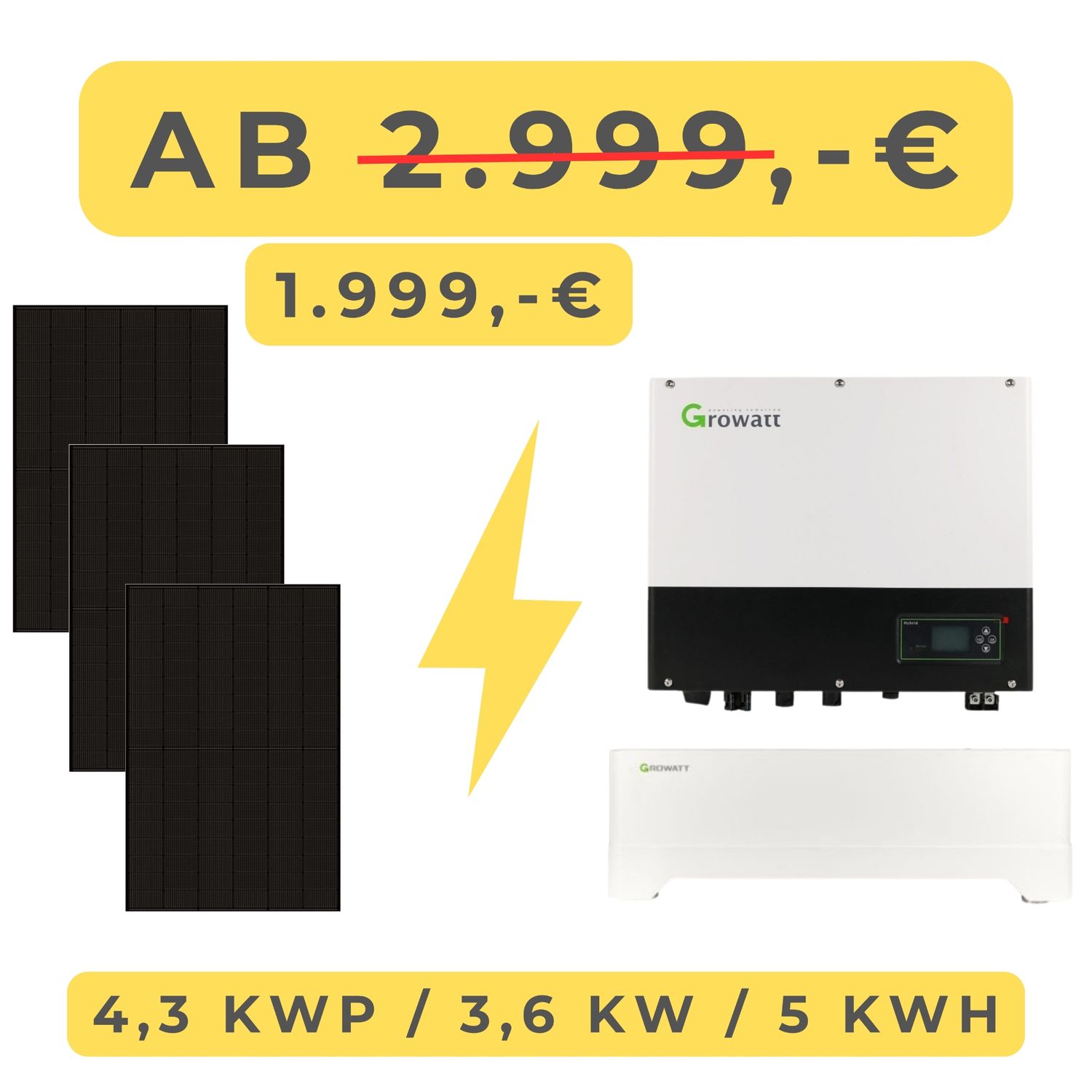 PV-Anlage 3,6 kW inkl. 5 kWh Speicher
