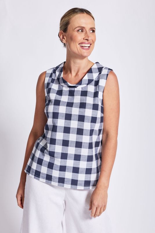 See Saw Cowl Neck top Black /Natural