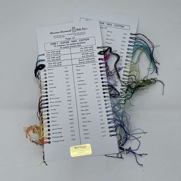 Brassard Cotton Color Sample Card - Store - Heritage Spinning & Weaving