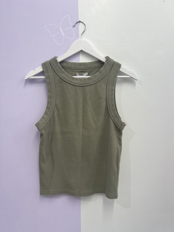 NEUW Olive Green Ribbed Tank Top L