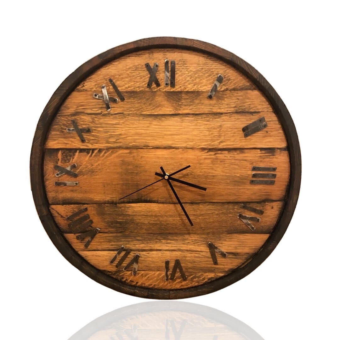 Large Wooden Rustic Clock - Roman Numerals