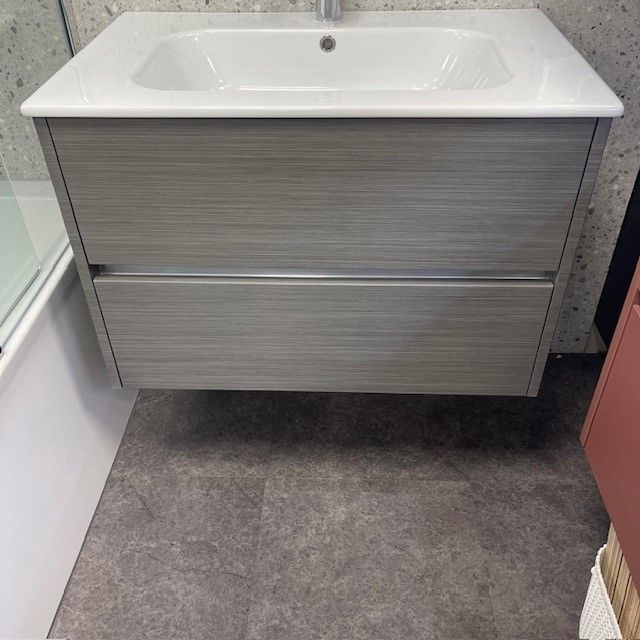 Ex-Display Novellini Iotti 800mm 2 Drawer Slot Evo Vanity Unit Grey ...