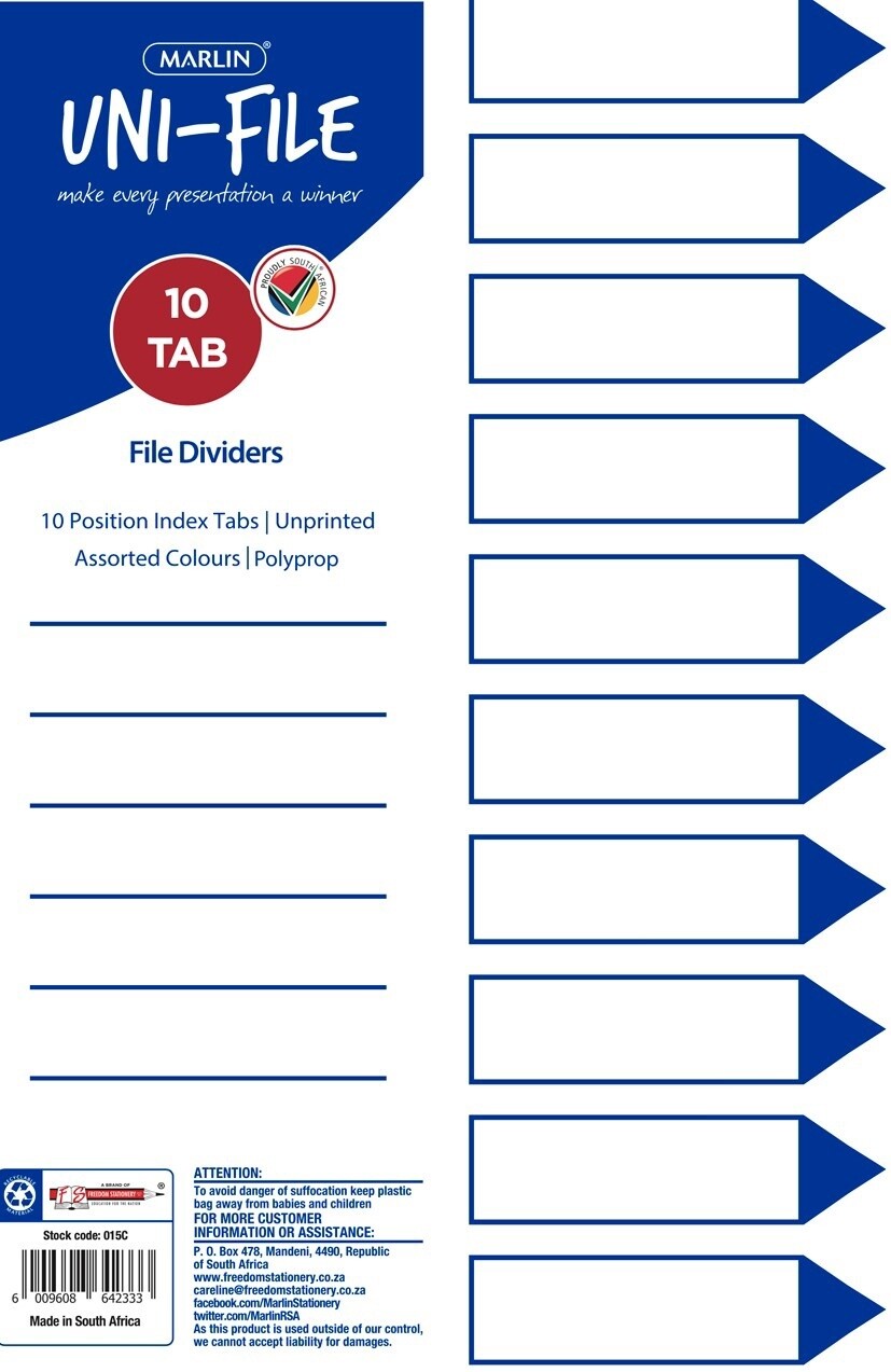 A4 Index Dividers 10 pc