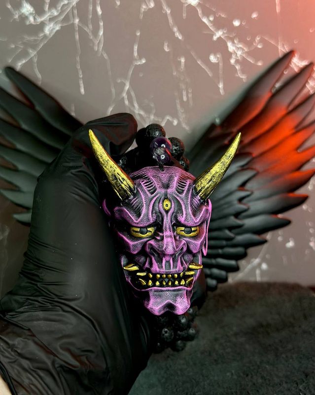 Pink Oni mask Necklace