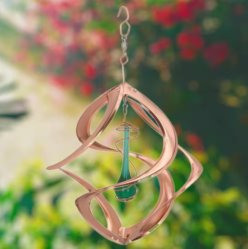 11" Copper & Emerald Teardrop Cosmix Wind Spinner
