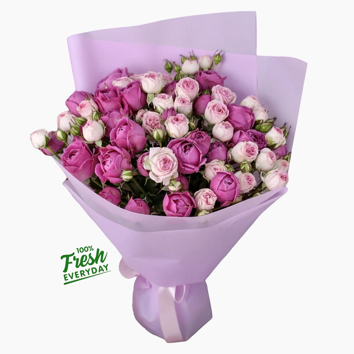 Ramo de rosas rosadas en spray